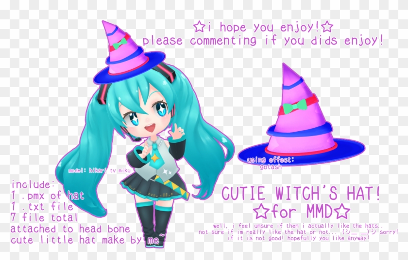 [mmd Dl] Cutie Witch's Hat [is It An Ok Model - Mikumikudance - Free ...